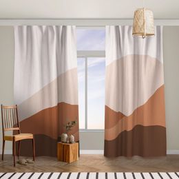 Vorhang Wüsten Berge II - blickdichte Gardine Kunstdruck Wohnzimmer Schlafzimmer Küche Bad Badezimmer Jugendzimmer Braun