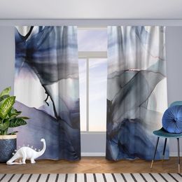 Vorhang Violett im Fluss - blickdichte Gardine Abstrakt Aquarell Kunstdruck Muster Wohnzimmer Schlafzimmer Küche Bad Badezimmer Violett