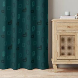 Vorhang Vintage Punkte - Dunkle Jade - blickdichte Gardine Muster Vintage Wohnzimmer Schlafzimmer K&uuml;che Bad Badezimmer Petrol