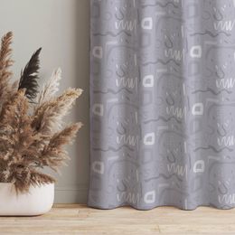 Bilderwelten Vorhang Wildes Retro Muster - Pastell graues Violett - blickdichte Gardine Muster Vintage Wohnzimmer Schlafzimmer Küche Bad Badezimmer Grau