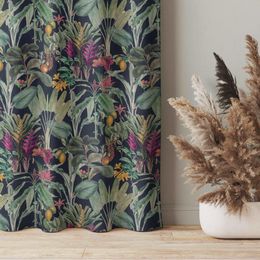 Vorhang Kühler Dschungel - blickdichte Gardine Wald Bäume Blumen Floral Botanik Tropical Illustration Muster Wohnzimmer Schlafzimmer Küche Bad