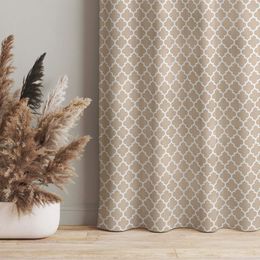 Bilderwelten Vorhang Marokkanisches Muster mit Ornamenten vor Beige - blickdichte Gardine Muster Orientalisch Wohnzimmer Schlafzimmer Küche Bad Badezimmer Beige
