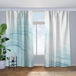 Vorhang Melierter Hauch von Blau - blickdichte Gardine Abstrakt Wohnzimmer Schlafzimmer K&uuml;che Bad Badezimmer Blau