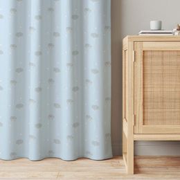 Vorhang Margeriten mit Punkten - Himmelblau - blickdichte Gardine Muster Blumen Floral Wohnzimmer Schlafzimmer Küche Bad Badezimmer Blau