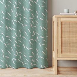 Vorhang Natürliches Muster Windhauch auf Blau - blickdichte Gardine Muster Wohnzimmer Schlafzimmer Küche Bad Badezimmer Blau