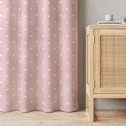 Vorhang No.YK59 Wei&szlig;e Herzen auf Rosa - blickdichte Gardine Illustration Muster Kinderzimmer Baby Babyzimmer M&auml;dchen M&auml;dchenzimmer Rosa