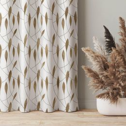 Vorhang Natürliches Muster schwungvolle Blätter in Gold - blickdichte Gardine Muster Schwarz-Weiß Wohnzimmer Schlafzimmer Küche Bad Badezimmer