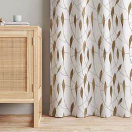 Bilderwelten Vorhang Natürliches Muster schwungvolle Blätter in Gold - blickdichte Gardine Muster Schwarz-Weiß Wohnzimmer Schlafzimmer Küche Bad Badezimmer