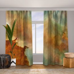 Vorhang NASA Fotografie Orangener Weltraumnebel - blickdichte Gardine Natur Wohnzimmer Schlafzimmer Küche Bad Badezimmer Braun