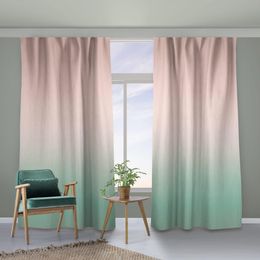 Vorhang Rosa-Grün Farbverlauf - blickdichte Gardine Abstrakt Wohnzimmer Schlafzimmer Küche Bad Badezimmer Jugendzimmer Pastell