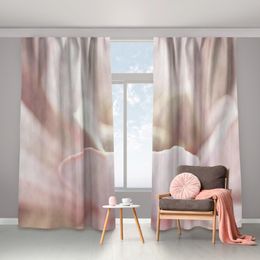 Vorhang Rosane Sukkulentenblüte - blickdichte Gardine Blumen Floral Wohnzimmer Schlafzimmer Küche Bad Badezimmer Rosa