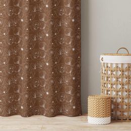 Vorhang Outline Blüten Muster - Rehbraun - blickdichte Gardine Muster Blumen Floral Wohnzimmer Schlafzimmer Küche Bad Badezimmer Braun