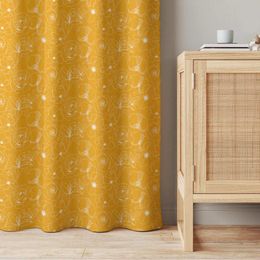Vorhang Outline Blüten Muster - Warmes Gelb - blickdichte Gardine Muster Blumen Floral Wohnzimmer Schlafzimmer Küche Bad Badezimmer Gelb