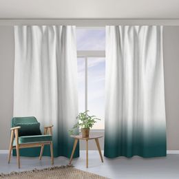 Bilderwelten Vorhang Dip-Dye Dunkle Jade - blickdichte Gardine Abstrakt Wohnzimmer Schlafzimmer K&uuml;che Bad Badezimmer Jugendzimmer Petrol