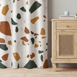 Vorhang Detailliertes Terrazzo Muster Livorno - blickdichte Gardine Muster Wohnzimmer Schlafzimmer Küche Bad Badezimmer Braun