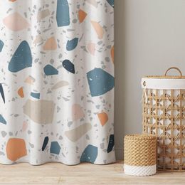 Vorhang Detailliertes Terrazzo Muster Asti - blickdichte Gardine Muster Wohnzimmer Schlafzimmer K&uuml;che Bad Badezimmer Petrol