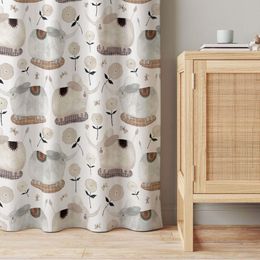Vorhang Elefanten und Blumen - blickdichte Gardine Botanik Tropical Kinder Kunstdruck Muster Tiere Kinderzimmer Baby Babyzimmer M&auml;dchen M&auml;dchenzimmer
