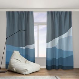 Bilderwelten Vorhang nach Ma&szlig; blickdicht Verdunkelung originell modern blau - D&uuml;nen im Abendlicht - Deko Wohnzimmer Schlafzimmer