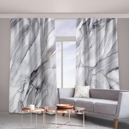 Vorhang Felslinien in Grau - blickdichte Gardine Abstrakt Kunstdruck Wohnzimmer Schlafzimmer Küche Bad Badezimmer Grau