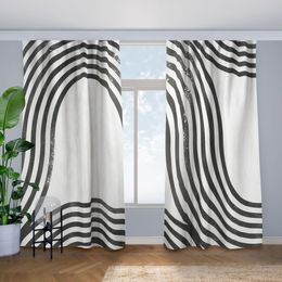 Vorhang Geometrische Wellen Schwarz Wei&szlig; I