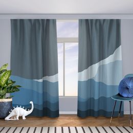 Vorhang Dünen im Abendlicht - blickdichte Gardine Kunstdruck Wohnzimmer Schlafzimmer Küche Bad Badezimmer Blau