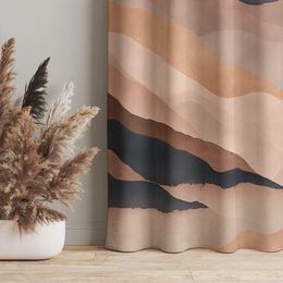 Bilderwelten Vorhang Grafische Landschaft in Braun - blickdichte Gardine Natur Wohnzimmer Schlafzimmer K&uuml;che Bad Badezimmer Jugendzimmer Beige