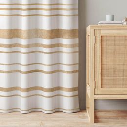 Vorhang Goldene Glitzer Streifen - blickdichte Gardine Muster Wohnzimmer Schlafzimmer Küche Bad Badezimmer Gold