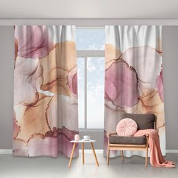Vorhang Herbstschwingungen in Purpur und Kupfer - blickdichte Gardine Kunstdruck Muster Wohnzimmer Schlafzimmer Küche Bad Badezimmer Violett