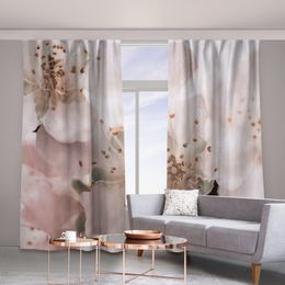 Vorhang Im Herzen der Blüte - blickdichte Gardine Blumen Floral Landhausstil Wohnzimmer Schlafzimmer Küche Bad Badezimmer Rosa