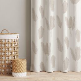 Bilderwelten Vorhang Aquarell Pampasgras Beige - blickdichte Gardine Muster Blumen Floral Wohnzimmer Schlafzimmer Küche Bad Badezimmer Grau