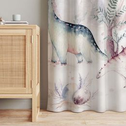 Bilderwelten Vorhang Aquarell Dinowelt - blickdichte Gardine Aquarell Kinder Kunstdruck Tiere Kinderzimmer Baby Babyzimmer Jungen Jungenzimmer Bunt