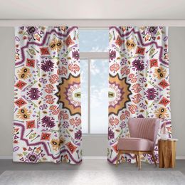 Bilderwelten Vorhang Azteken Boho Mandala mit Pink - blickdichte Gardine Orientalisch Spirituell Wohnzimmer Schlafzimmer Küche Bad Badezimmer Bunt