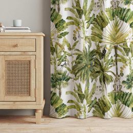 Bilderwelten Vorhang Aquarell Bananenpalme und Leopard Muster - blickdichte Gardine Aquarell Botanik Tropical Illustration Muster Wohnzimmer Schlafzimmer Küche