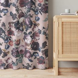Vorhang Altmeisterliche Bl&uuml;ten mit Tulpen und Rosen auf Rosa