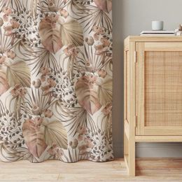 Vorhang Beige Palmenblätter - blickdichte Gardine Aquarell Botanik Tropical Illustration Muster Wohnzimmer Schlafzimmer Küche Bad Badezimmer Braun