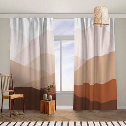 Vorhang Bergige Wüstenlandschaft - blickdichte Gardine Kunstdruck Wohnzimmer Schlafzimmer Küche Bad Badezimmer Jugendzimmer Braun