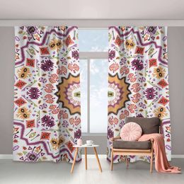 Vorhang Azteken Boho Mandala mit Pink - blickdichte Gardine Orientalisch Spirituell Wohnzimmer Schlafzimmer K&uuml;che Bad Badezimmer Bunt