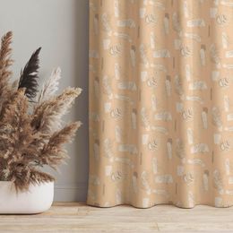 Bilderwelten Vorhang Abstraktes Muster mit Palmblätter - Pastell Orange - blickdichte Gardine Muster Blumen Floral Wohnzimmer Schlafzimmer Küche Bad Badezimmer