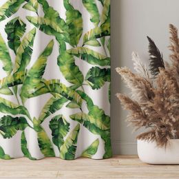 Vorhang Bananenblatt Aquarell Muster - blickdichte Gardine Aquarell Botanik Tropical Illustration Muster Wohnzimmer Schlafzimmer Küche Bad Badezimmer