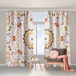 Bilderwelten Vorhang nach Ma&szlig; blickdicht Verdunkelung Spirituell Orientalisch pastell - Azteken Boho Mandala in Rosa - Mandala Wohnzimmer Schlafzimmer