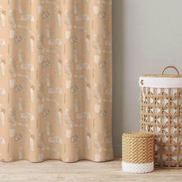 Vorhang Abstraktes Muster mit Palmblätter - Pastell Orange - blickdichte Gardine Muster Blumen Floral Wohnzimmer Schlafzimmer Küche Bad Badezimmer