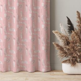 Vorhang Abstraktes Muster mit Palmblätter - Blasses Pink - blickdichte Gardine Muster Blumen Floral Wohnzimmer Schlafzimmer Küche Bad Badezimmer Rosa