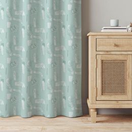 Vorhang Abstraktes Muster mit Palmblätter - Pastell Mint - blickdichte Gardine Muster Blumen Floral Wohnzimmer Schlafzimmer Küche Bad Badezimmer