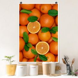 Bilderwelten Poster Küche Saftige Orangen - Posterdruck Hochformat - Wandbilder & Wandposter bis XXL - Küchenposter & Bilder für die Küche