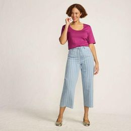 LANDS' END Gemusterte 7/8-Jeans mit weitem Bein High Waist, Damen,  Blau, by Lands' End