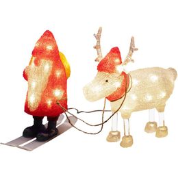 Konstsmide LED Dekofigur »Acryl Weihnachtsmann und Rentier, Weihnachtsdeko rot aussen« 1 Stk. Warmweiß 40 warm weiße Dioden rot