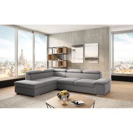 Sit & More SIT&MORE Ecksofa »Valentine L-Form, B: 272 cm« mit Arm- & Kopfteilverstellung, optional mit Bettfunktion grau