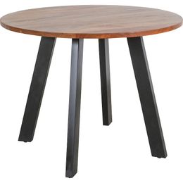 ByLiving Esstisch »Tara« 1 Stk. tlg. ausdrucksstarke Tischplatte aus Massivholz Akazie Natur + schwarz + Akazie Das natürliches Design durch die...