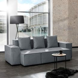 Max Winzer Wohnlandschaft »MOVE« Sofa-Set 02 aus 8 Sitz-Elementen, inklusive 3 Zierkissen, kombinierbar grau