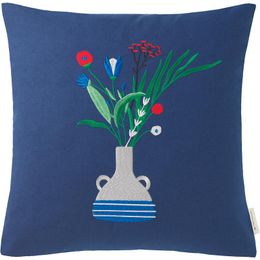 Tom Tailor HOME Kissenbezüge »Vase« mit aufwendiger Stickerei navy-dunkelblau Obermaterial: 65% Polyester, 35% Baumwolle B/L: 45 cm x 45 cm